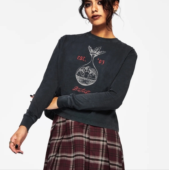 Disturbia | Tops | Disturbia Long Sleeve Graphic Jersey Crop Top | Poshmark